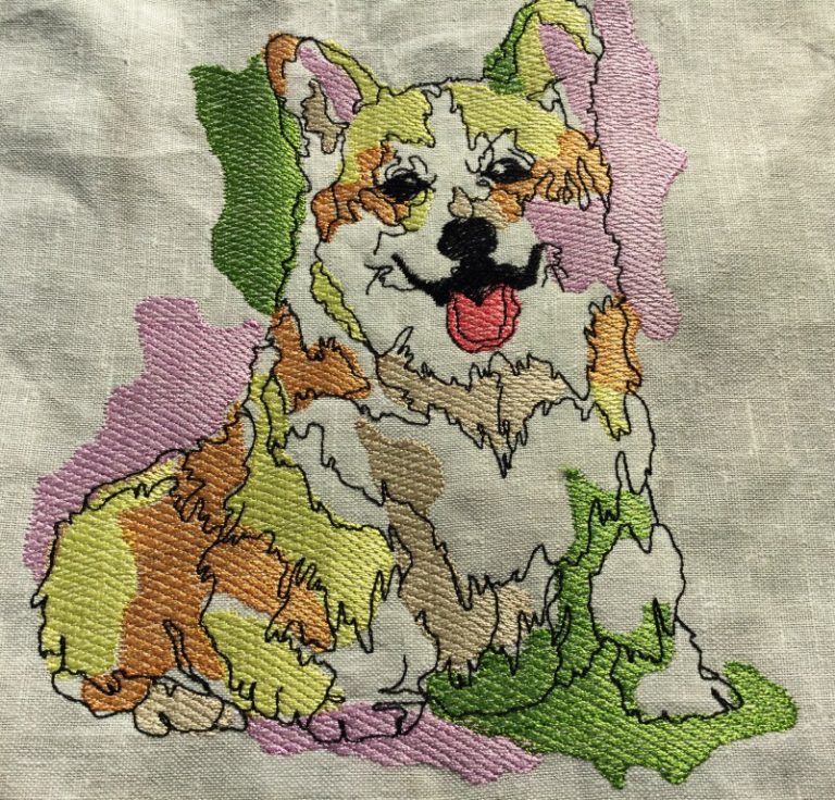 Welsh Corgi Watercolor embroidery design. 2 sizes - Lace Art Designs ...