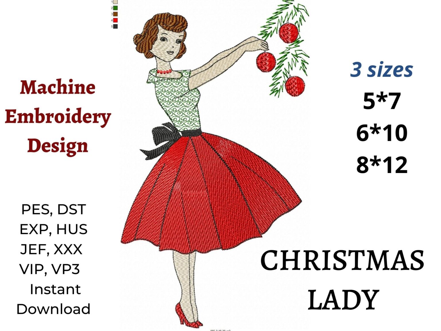 Christmas Lady embroidery design - Lace Art Designs | Machine ...