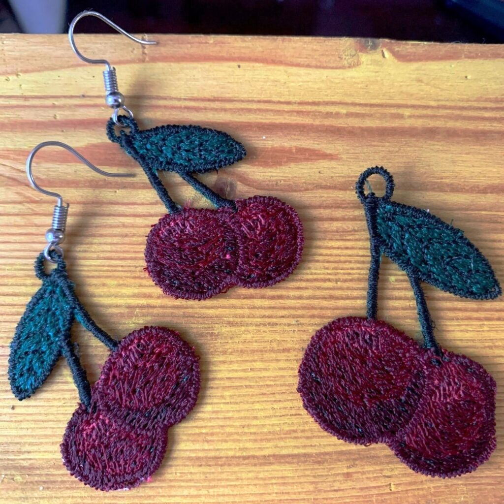 Cherry earrings embroidery design - Lace Art Designs | Machine ...